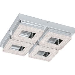 Eglo LED Deckenleuchte "FRADELO Deckenlampe, Stahl, Kunststoff, Glas, IP20, Flurlampe, Lampe", silber (chromfarben, transparent), 4, H: 6cm, 1 Stk., Leuchten, Wand-/Deckenleuchte, L28 x B28 x H6 cm, chrom, 4X3,5W inkl., LED Deckenleuchte