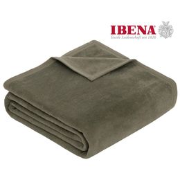 Wohndecke Ibena "Luxus", gr&uuml;n (dunkeloliv), B:150cm L:200cm, Baumwolle, Kunstfaser, Wohndecken, Wohndecke, verschiedene Gr&ouml;&szlig;en, uni, Kuscheldecke, Premium, made in Europe