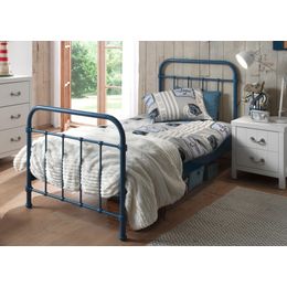 Einzelbett Vipack "New York, Bettgestell Metall, pulverbeschichtet, in zeitlosem Design", blau, B:95cm H:100cm L:210cm, Betten, zwei Breiten und mehrere Farben zu Auswahl