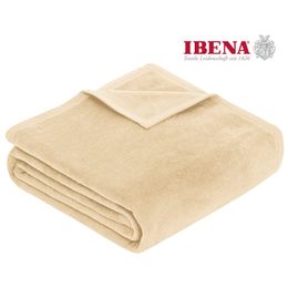 Wohndecke Ibena "Luxus", beige, B:150cm L:200cm, Baumwolle, Kunstfaser, Wohndecken, Wohndecke, verschiedene Gr&ouml;&szlig;en, uni, Kuscheldecke, Premium, made in Europe
