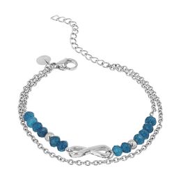 Armband Tom Tailor "Schmuck Geschenk Edelstahl Infinity Unendlichkeitsschleife", edelstahlfarben, blau, blau, Armb&auml;nder, Damen, 20cm, Edelstahl, Armband, mit Glassteine