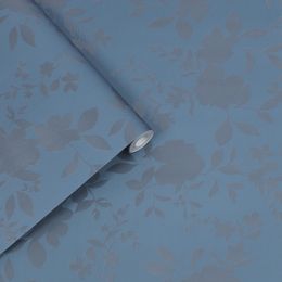 Vliestapete Laura Ashley "Westbourne", blau, B:0,52m L:10m, Vlies, Tapeten, 10mx52cm