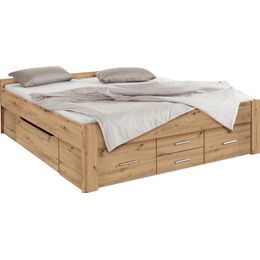 Bett Rauch "Scala", braun (eichefarben artisan), B:165cm H:60cm L:207cm, Betten, Bett, mit Schubk&auml;sten in 3 Varianten