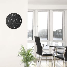 Wanduhr Artland "Schiefer", schwarz, B:30cm H:30cm T:1,8cm, Wanduhren, Wanduhr, wahlweise mit Quarz- oder Funkuhrwerk, lautlos ohne Tickger&auml;usche
