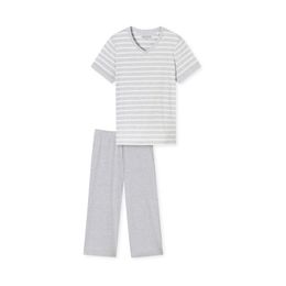 Schiesser 3/4-Pyjama - Damen - Gr. 38 - grau/gestreift