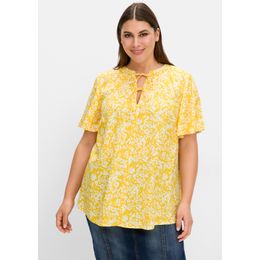 sheego Gro&szlig;e Gr&ouml;&szlig;en Tunika mit Bl&uuml;tenprint, sonnengelb-gemustert, Gr&ouml;&szlig;e 58 - Damen
