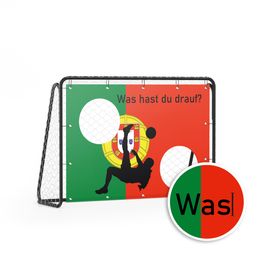 Torwand "Portugal&ldquo; personalisierbar | mit Wunschtext | inkl. Tor & Tornetz | 200 x 142 cm | Werbeartikel f&uuml;r WM & EM | Eventausstattung gestalten
