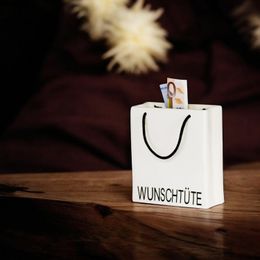 Aufbewahrungsbox Gilde "Spardose Wunscht&uuml;te", wei&szlig;, B:13cm H:14cm T:5cm, Porzellan, Aufbewahrungsboxen, Aufbewahrungsbox