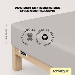 Spannbettlaken Schlafgut "EASY JERSEY Bettlaken, 150 g/m&sup2;, 100% Baumwolle, Spannbetttuch", grau (grau light), L:200cm, Jersey, Obermaterial: 100% Baumwolle, Bettlaken, Spannbettlaken, Spannbettlaken bis 22 cm H&ouml;he, b&uuml;gelfrei, pflegeleicht, perfekter Sitz