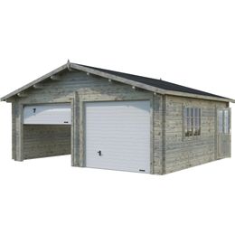 Garage Palmako "Roger", grau, Massivholz, Garagen, BxTxH: 629x565x310 cm, mit Sektionaltor, grau