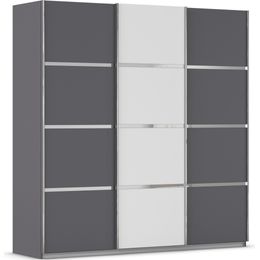 Kleiderschrank Rauch "Schwebet&uuml;renschrank Garderobe Schrank TOP ANGEBOT Avola", grau (graumetallic, alpinwei&szlig;, leisten chrom), B:203cm H:210cm T:62cm, Holzwerkstoff, Schr&auml;nke, Kleiderschrank, mit eleganten Zierleisten in Chrom, Schwarz oder Wei&szlig; MADE IN GERMANY