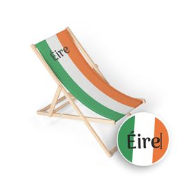 Liegestuhl "Irland" personalisierbar | mit Wunschtext | Strandstuhl aus Holz | Werbeartikel WM & EM | Sonnenliegen & Eventausstattung gestalten
