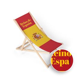 Liegestuhl "Spanien" personalisierbar | mit Wunschtext | Strandstuhl aus Holz | Werbeartikel WM & EM | Sonnenliegen & Eventausstattung gestalten
