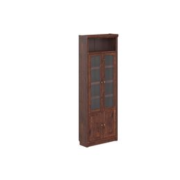 Vitrine OTTO HOME "Soeren Regal mit 2 Glast&uuml;ren und 2 Holzt&uuml;ren, B/TH: 80/29/220 cm", dunkelbraun, B:80cm H:220cm T:29cm, Massivholz, Schr&auml;nke, Vitrine, Kiefer FSC-zertifiziert, 1 offenes Fach, 6 F&auml;cher hinter den T&uuml;ren