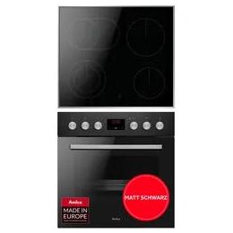 Amica Elektro-Herd-Set, Energieeffizienz: A (A+++-D), schwarz, matt, Herdsets, Komfortables Kochen und Backen mit klarer und einfacher Handhabung
