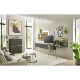B&uuml;rom&ouml;bel-Set Home Affaire "CiTY/GiRON", grau (anthrazit), B:460cm H:180cm T:40cm, Arbeitsm&ouml;bel-Sets, B&uuml;rom&ouml;bel-Set, Home Office, Wandsekret&auml;r