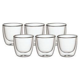 Villeroy & Boch Thermoglas VILLEROY & BOCH "Doppelwandige Becher Manufacture Rock 60 ml 6er Set transparent", bunt (transparent), 6 tlg., Glas, Trinkgef&auml;&szlig;e
