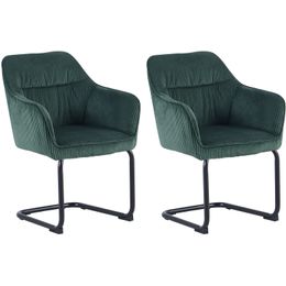 Freischwinger ByLiving "ELBA", dunkelgr&uuml;n, schwarz, B:60cm H:85cm T:60cm, Metall, Stoff, St&uuml;hle, Freischwinger, Grob-Cord, 110 kg, 180 drehbar R&uuml;ckholfunktion, Schwingstuhlgestell