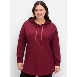 Kapuzensweatshirt sheego, Damen, Gr. 40/42, rot (weinrot), 50% Baumwolle, 50% Modal, unifarben, Sweatshirts