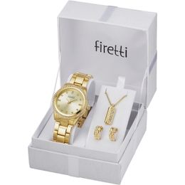 Quarzuhr Firetti "Lumina", gold (goldfarben), Armbanduhren, Damen, Quarzuhr, Armbanduhr, Damenuhr, Glitzersteine, Geschenkset
