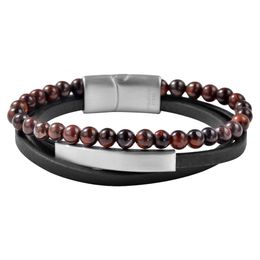 Adelia&acute;s Armband ADELIA&acute;S "Unisex Armband &ndash; Lederarmband aus Leder mit Tigerauge 21 cm", braun (schwarz), Armb&auml;nder, Damen, 21cm, Leder, Armband, Sch&ouml;ne Geschenkidee zum Valentinstag