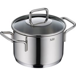 Kochtopf Silit "Extra Cook, mit Glasdeckel", grau (edelstahl), B:18,6cm H:13,3cm L:24,1cm &Oslash;:16cm, T&ouml;pfe, Kochtopf, Silitherm Universalboden, induktionsgeeignet, sp&uuml;lmaschinengeeignet