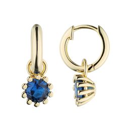 Paar Creolen Jobo "Ohrringe mit Spinell blau 20 mm", vergoldet, blau, Ohrringe, Damen, Silber 925 (Sterlingsilber), 925 Silber rhodiniert oder vergoldet
