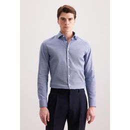 Businesshemd Seidensticker "Schwarze Rose", Herren, Gr. M (40), normale &Auml;rmell&auml;ngen, dunkelblau, 100% Baumwolle, bedruckt, slim fit, 2-Knopf-Manschette, Hemden, Slim 1/1 Kentkragen Druck