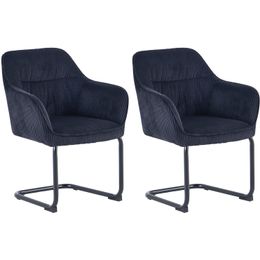 Freischwinger ByLiving "ELBA", schwarz, schwarz, B:60cm H:85cm T:60cm, Metall, Stoff, St&uuml;hle, Freischwinger, Grob-Cord, 110 kg, 180 drehbar R&uuml;ckholfunktion, Schwingstuhlgestell