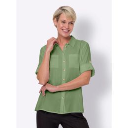 Hemdbluse Classic Basics, Damen, Gr. 56, gr&uuml;n (eucalyptus), 100% Viskose, unifarben, Blusen Hemdbluse