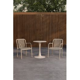 Balkonset VENTURE HOME "Limnos, kompaktes Outdoor-Set f&uuml;r den Au&szlig;enbereich", beige, B:54cm H:80cm T:60cm, Polypropylen, Stahl, Sitzm&ouml;bel-Sets, Balkonset, Sitzgruppe rund, Metallgestell, outdoor-geeignet
