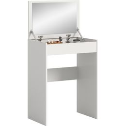 Schminktisch Welltime "MIRA, Breite 62cm, aufklappbar mit Innenspiegel & Stauraumfach", wei&szlig;, wei&szlig;, wei&szlig;, B:62cm H:84cm T:40cm, Tische, Schminktisch, Kosmetiktisch, Frieserkommode, Schreibtisch, Home-Office-Schreibtisch