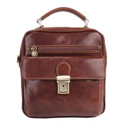 Pike Umh&auml;ngetasche PIK&Eacute;, Herren, Gr. B/H/T: 25cm x 24cm x 12cm onesize, braun, Leder, beschichtet, gl&auml;nzend, Taschen Umh&auml;ngetasche, echt Leder, Made in Italy