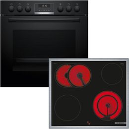 Bosch Elektro-Herd-Set "HND611LS67", Energieeffizienz: A+ (A+++-D), schwarz, Herdsets, Backwagen mit ausziehbarer T&uuml;r f&uuml;r bequemes Kochen & Backen, Topseller