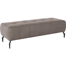 Hocker DOMO collection "Trento, mit Kufenfu&szlig; oder Einzelfu&szlig;", grau (stone), B:153cm H:45cm T:62cm, 100% Polyester;Struktur fein (100% Polyester);Struktur weich /Chenille-Optik (70% Polyacryl, 30% Polyester), Hocker, Polsterhocker, Fu&szlig;h&ouml;he passend f&uuml;r g&auml;ngige Saugroboter