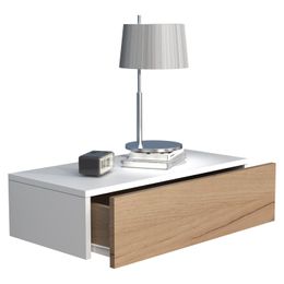 Nachttisch Vcm "Holz Wandschublade Wand H&auml;nge Nachttisch Usal M60", braun (wei&szlig;, honig, eiche), B:60cm T:30cm, Sideboards, Nachttisch