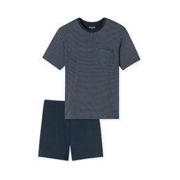 Schiesser Shorty-Pyjama-Set - Herren - Gr. 54 - dunkelblau/print