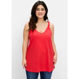 sheego Gro&szlig;e Gr&ouml;&szlig;en Longtop mit Knotendetail am Tr&auml;ger, hummer, Gr&ouml;&szlig;e 52 - Damen