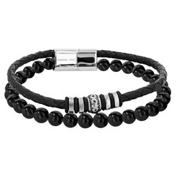 Adelia&acute;s Armband ADELIA&acute;S "Unisex Armband aus Leder mit Onyx 21,5 cm", schwarz, Armb&auml;nder, Damen, 22cm, Leder, Armband, Sch&ouml;ne Geschenkidee zum Geburtstag