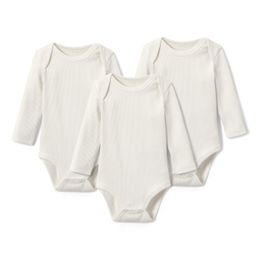 Tchibo - 3 Baby-Ripp-Langarmbodys - Baby - Gr. 62/68 - offwhite