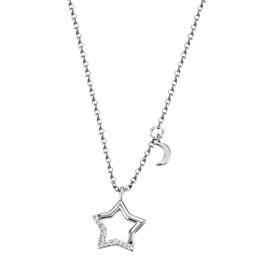 Kette mit Anh&auml;nger Firetti "Schmuck Geschenk Silber 925 Halsschmuck Halskette Ankerkette Stern", silber (silberfarben, kristallwei&szlig;), Halsketten, Damen, Silber 925 (Sterlingsilber), L: 45 B: 1,2mm, mit Zirkonia (synth.), B:1,2mm