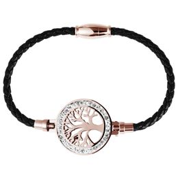 Adelia&acute;s Armband ADELIA&acute;S "Damen Armband &ndash; Lebensbaum aus Leder mit Strass Steinchen 18 cm", schwarz, Armb&auml;nder, Damen, 18cm, Leder, Armband, Ideal zum Verschenken &ndash; schlicht und stilvoll