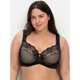 sheego Gro&szlig;e Gr&ouml;&szlig;en B&uuml;gel-BH mit Spitze und Kontrastfutter, schwarz + taupe, Gr&ouml;&szlig;e 120G - Damen