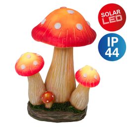 N&auml;ve LED Solarleuchte N&Auml;VE "Fungo", bunt, B:12cm H:23cm L:17,7cm, Leuchten, Pilzfigur wei&szlig;/rot mit 4 unterschiedlich gro&szlig;en Pilzen, Druckschalter
