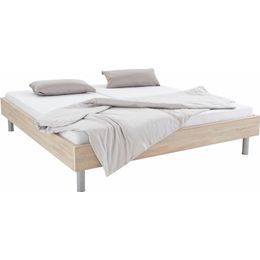 Bett wimex "Easy, gro&szlig;e Auswahl an Gr&ouml;&szlig;en und Farben, auch in Komforth&ouml;he", braun (struktureichefarben hell, alufarben), H:46cm L:210cm, Betten, Bett, ohne Kopfteil, ideal unter Dachschr&auml;gen oder Fenster