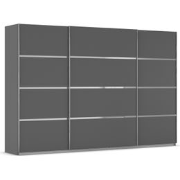 Kleiderschrank Rauch "Schwebet&uuml;renschrank Garderobe Schrank TOP ANGEBOT Avola", grau (graumetallic, leisten chrom), B:315cm H:210cm T:62cm, Holzwerkstoff, Schr&auml;nke, Kleiderschrank, mit eleganten Zierleisten in Chrom, Schwarz oder Wei&szlig; MADE IN GERMANY