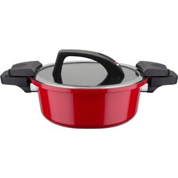Dampfgartopf GSW "Gourmet", rot, H:10cm &Oslash;:24cm, T&ouml;pfe, Dampfkochtopf mit Ventil zum Druckausgleich kein &Uuml;berdruck, Induktion