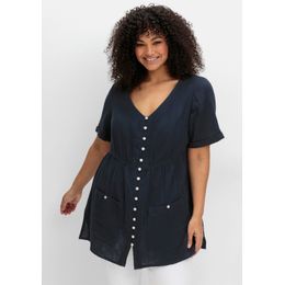 sheego by Joe Browns sheego Gro&szlig;e Gr&ouml;&szlig;en Longbluse mit Knopfleiste und Taschen., marine, Gr&ouml;&szlig;e 44 - Damen