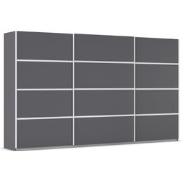 Kleiderschrank Rauch "Schwebet&uuml;renschrank Garderobe Schrank TOP ANGEBOT Avola", grau (graumetallic, leisten wei&szlig;), B:360cm H:229cm T:62cm, Holzwerkstoff, Schr&auml;nke, Kleiderschrank, mit eleganten Zierleisten in Chrom, Schwarz oder Wei&szlig; MADE IN GERMANY