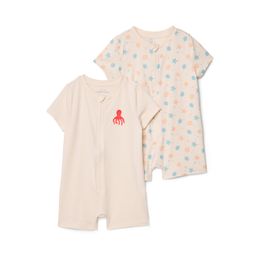 Tchibo - 2 kurze Baby-Pyjamas - Baby - Gr. 62/68 - creme/print
